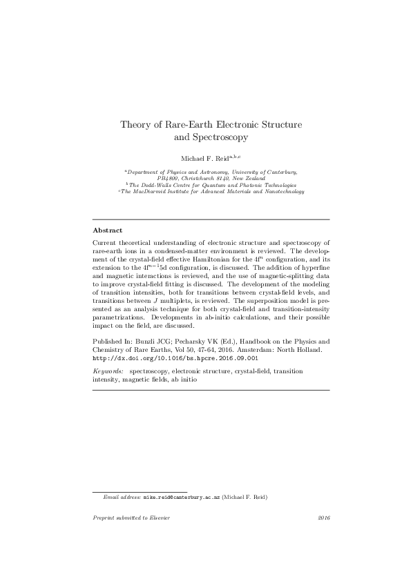 (PDF) Theory of Rare-Earth Electronic Structure and Spectroscopy