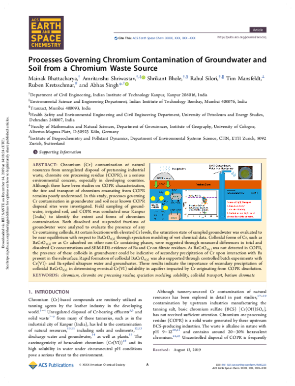(PDF) Processes Governing Chromium Contamination of Groundwater and ...