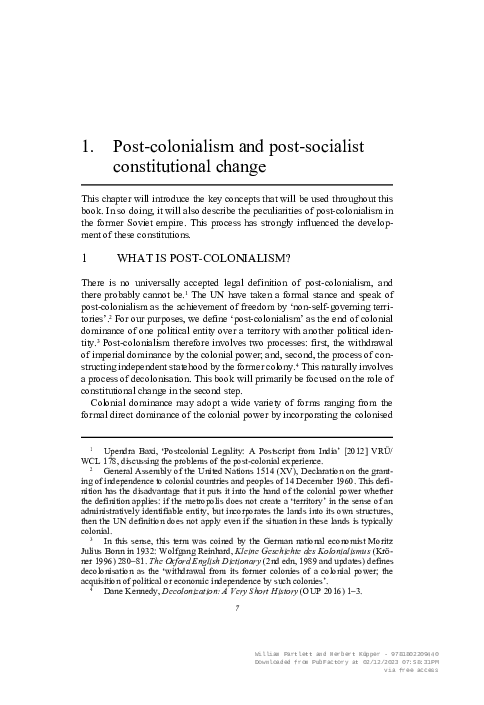 (PDF) Post colonialism and post socialist constitutional change