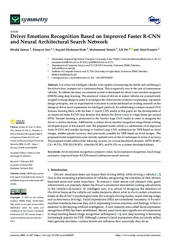 Pdf Driver Emotions Recognition Based On Improved Faster R Cnn And Neural Architectural Search