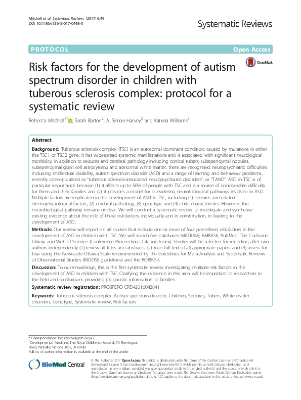 (PDF) Risk factors for the development of autism spectrum disorder in ...