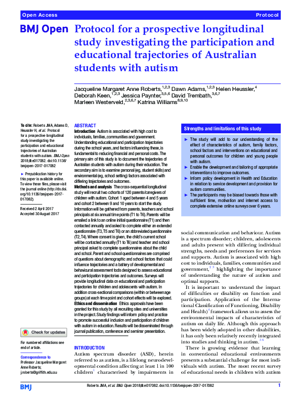 (PDF) Protocol for a prospective longitudinal study investigating the ...