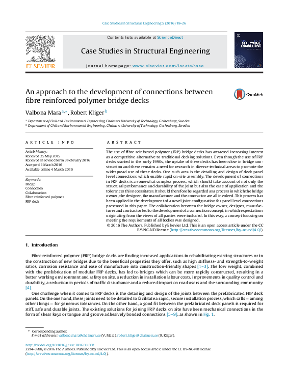 (PDF) An approach to the development of connections between fibre reinforced polymer bridge decks