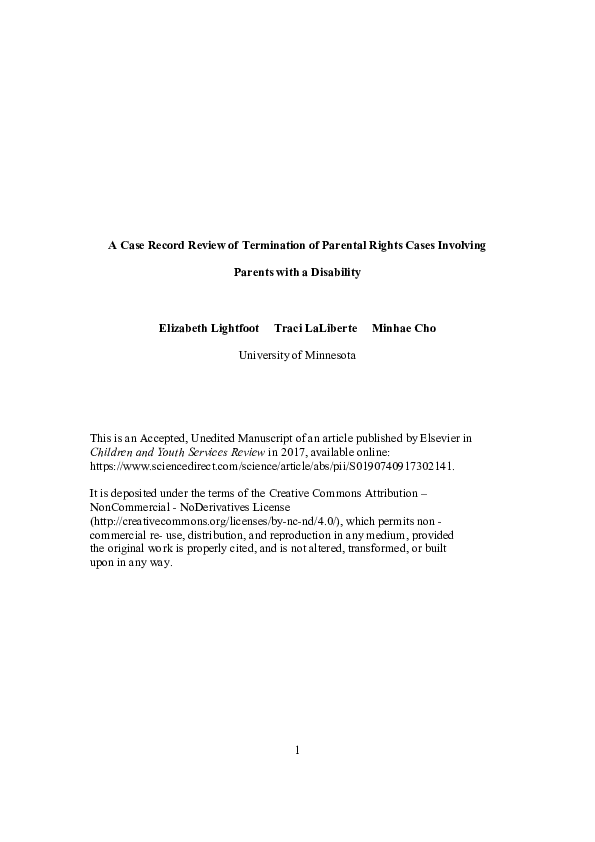 (PDF) A case record review of termination of parental rights cases ...