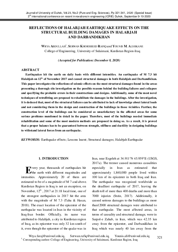 (PDF) Reflections of Halabjah Earthquake Effects on The Structural ...