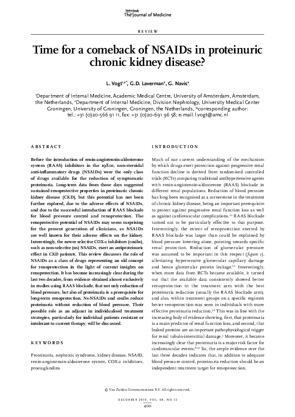 (PDF) Time for a comeback of NSAIDs in proteinuric chronic kidney disease?