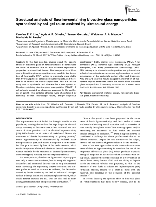 (PDF) Structural analysis of fluorine-containing bioactive glass ...