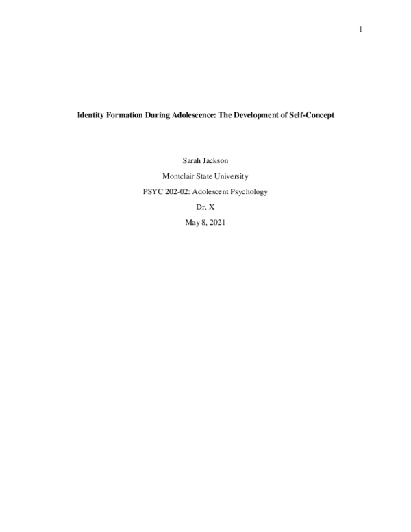 (PDF) Identity Formation During Adolescence: The Development of Self ...
