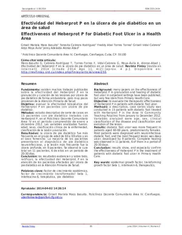 (PDF) Efectividad del Heberprot P en la úlcera de pie diabético en un ...
