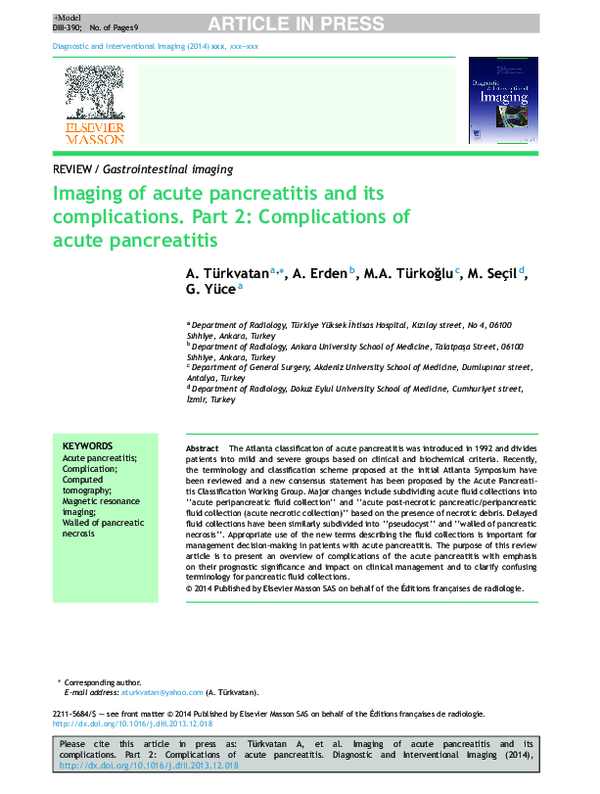 (PDF) Imaging of Acute Pancreatitis and Its Complications
