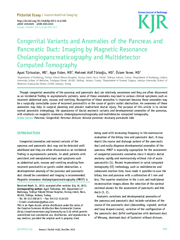 (PDF) Congenital Variants and Anomalies of the Pancreas and Pancreatic ...
