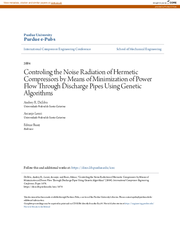 (PDF) Controling the Noise Radiation of Hermetic Compressors by Means ...