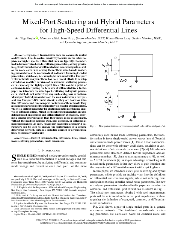 (PDF) Mixed-Port Scattering and Hybrid Parameters for High-Speed ...