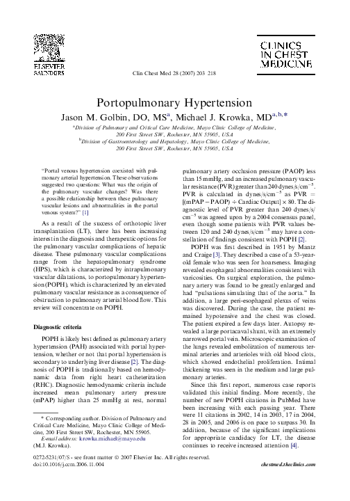 (PDF) Portopulmonary Hypertension