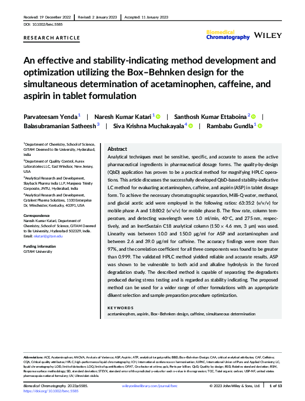 (PDF) An effective and stability-indicating method development and ...