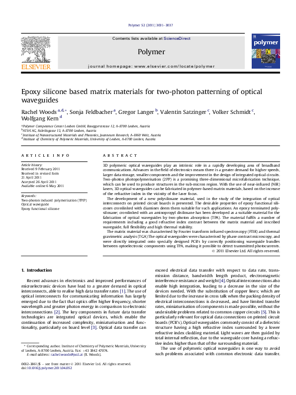 (PDF) Epoxy silicone based matrix materials for two-photon patterning ...