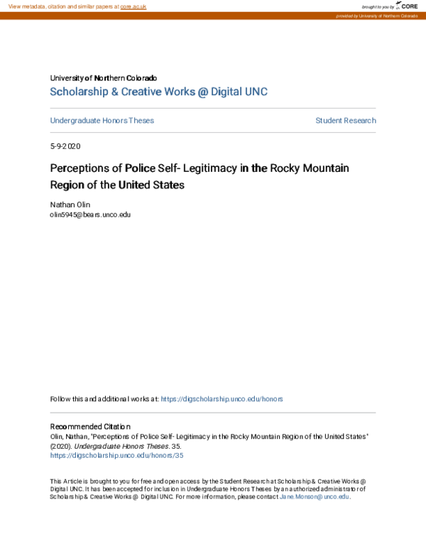 (PDF) Perceptions of Police Self- Legitimacy in the Rocky Mountain ...
