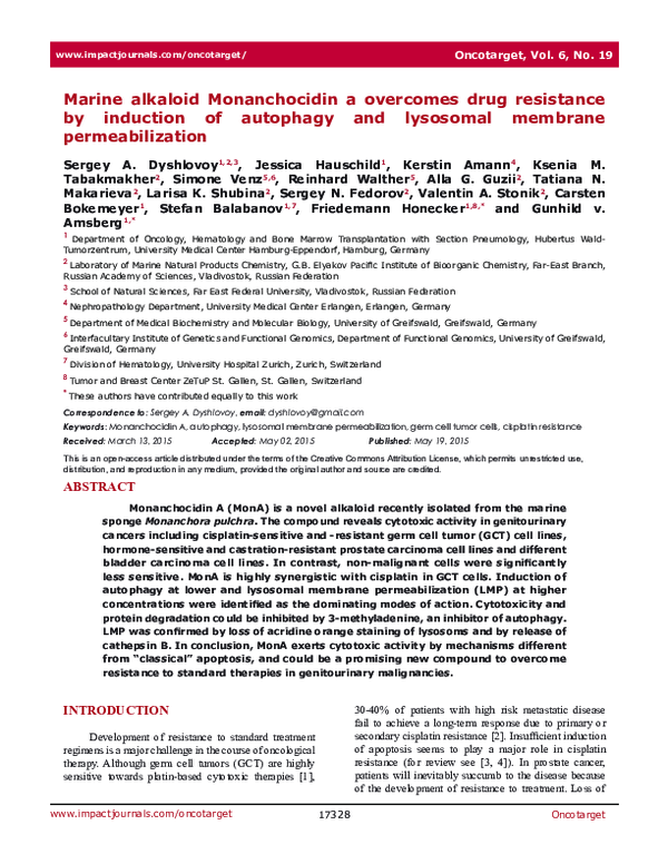 (PDF) Marine alkaloid Monanchocidin a overcomes drug resistance by ...