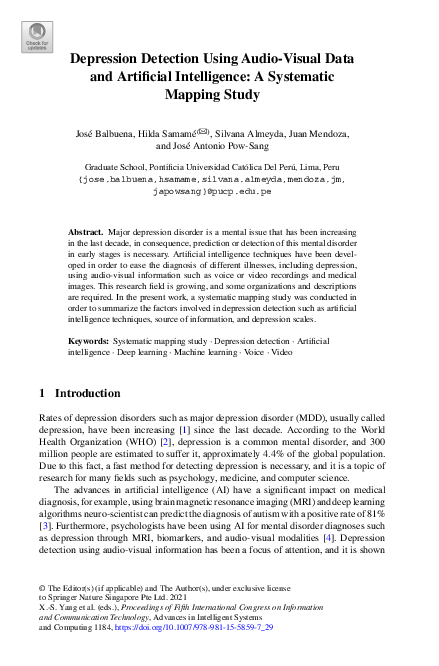 Pdf Depression Detection Using Audio Visual Data And Artificial