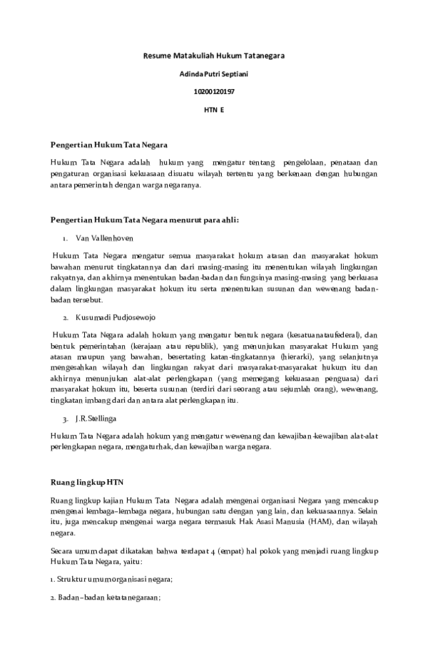 (PDF) Tugas Resume Hukum Tata Negara (ADINDA PUTRI SEPTIANI) (PDF) Tugas Resume Hukum Tata Negara (ADINDA PUTRI SEPTIANI)