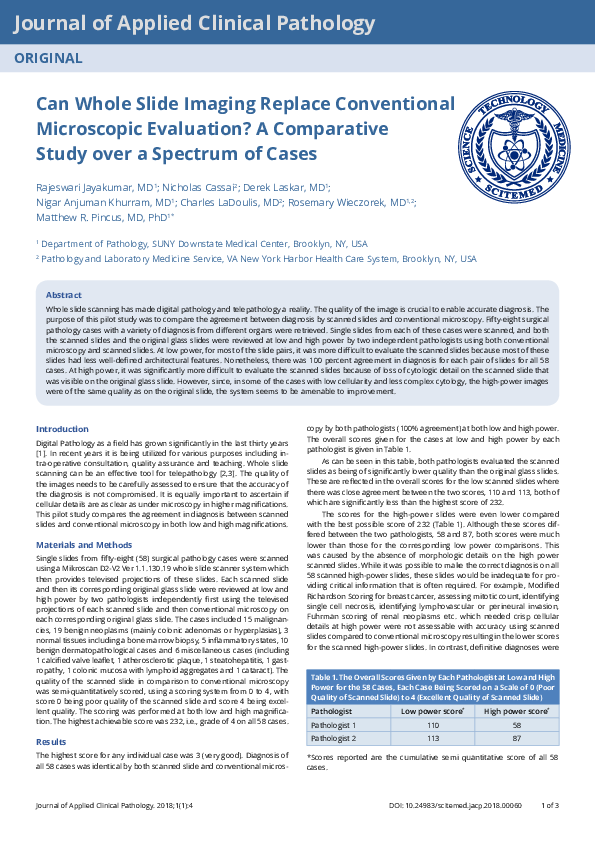 (PDF) Can Whole Slide Imaging Replace Conventional Microscopic ...