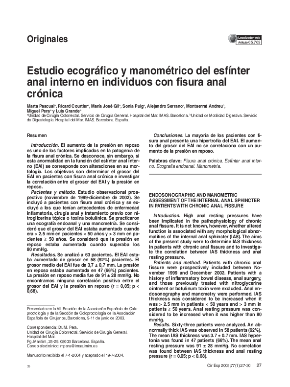 (PDF) Estudio ecográfico y manométrico del esfínter anal interno en ...