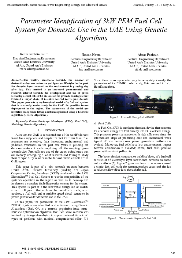(PDF) Parameter identification of 3kW PEM Fuel Cell System for domestic use in the UAE using ...