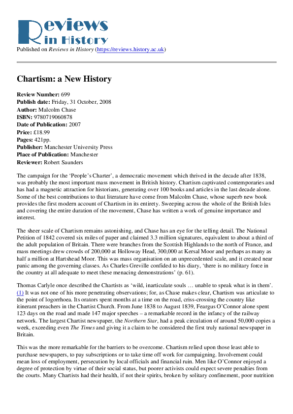 (PDF) Chartism: A New History
