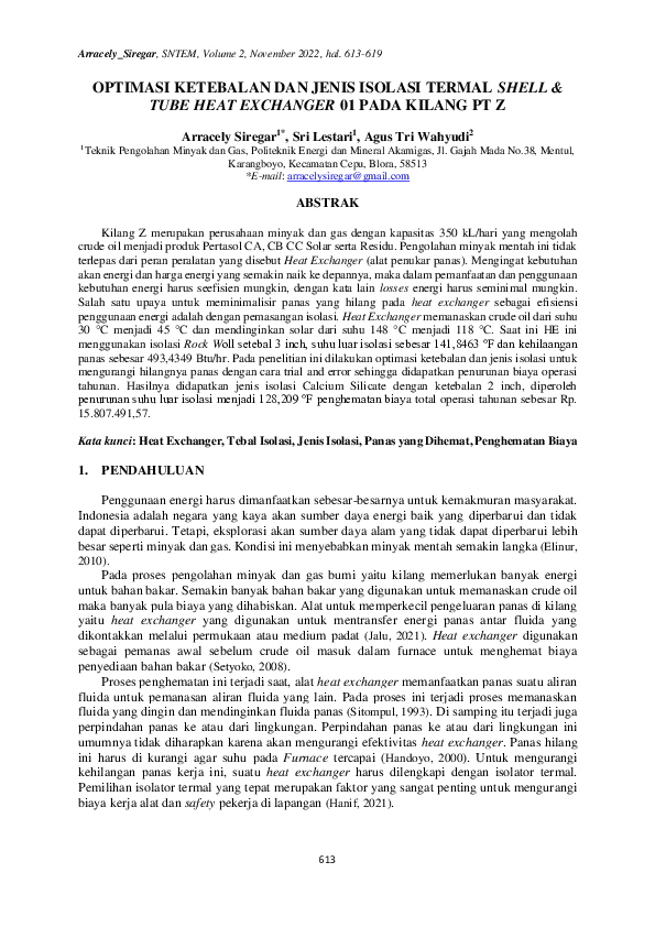 (PDF) Optimasi Ketebalan Dan Jenis Isolasi Termal Shell & Tube Heat ...