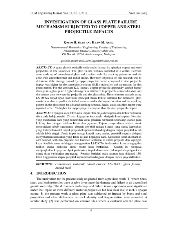 (PDF) Investigation of Glass Plate Failure Mechanism Subjected to ...