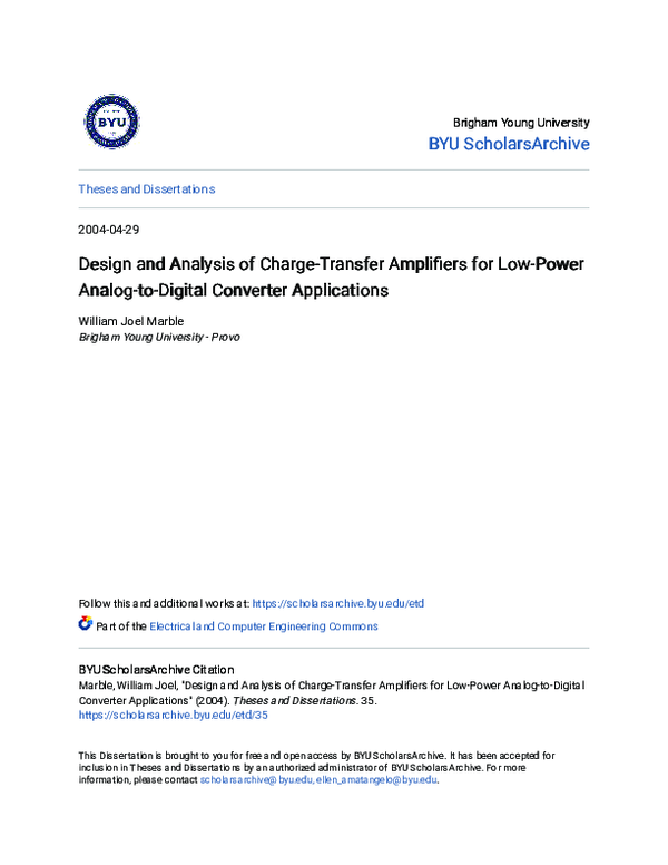 (PDF) Design and Analysis of Charge-Transfer Amplifiers for Low-Power Analog-to-Digital ...