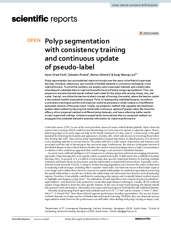 (PDF) Polyp segmentation with consistency training and continuous update of pseudo-label