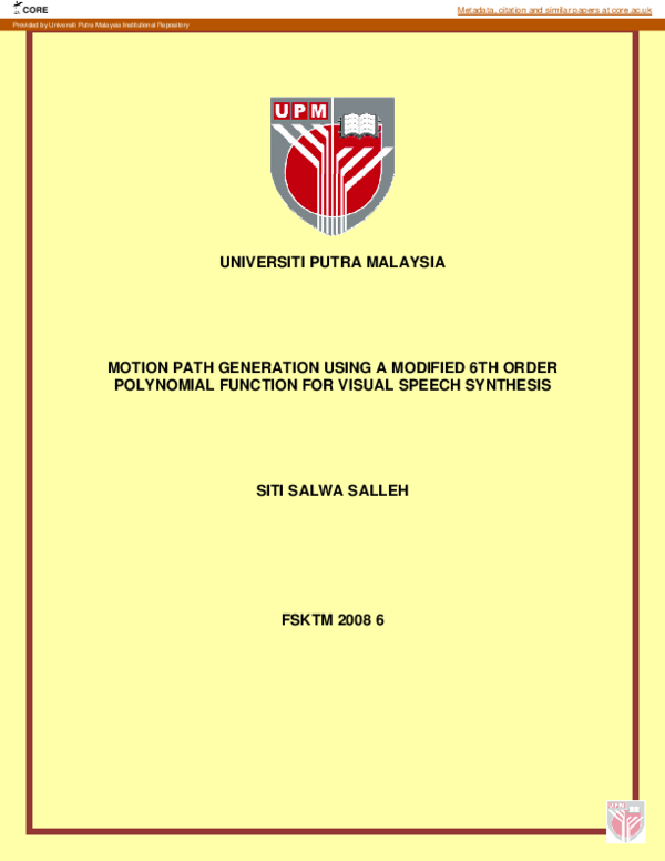 (PDF) Motion Path Generation Using A Modified 6th Order Polynomial ...