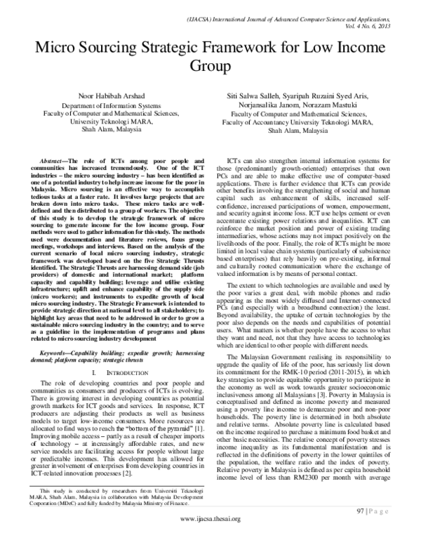 (PDF) Micro Sourcing Strategic Framework for Low Income Group