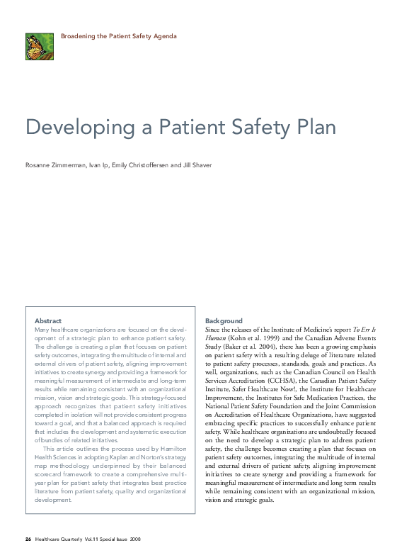 (PDF) Developing a Patient Safety Plan | Ivan Ip - Academia.edu