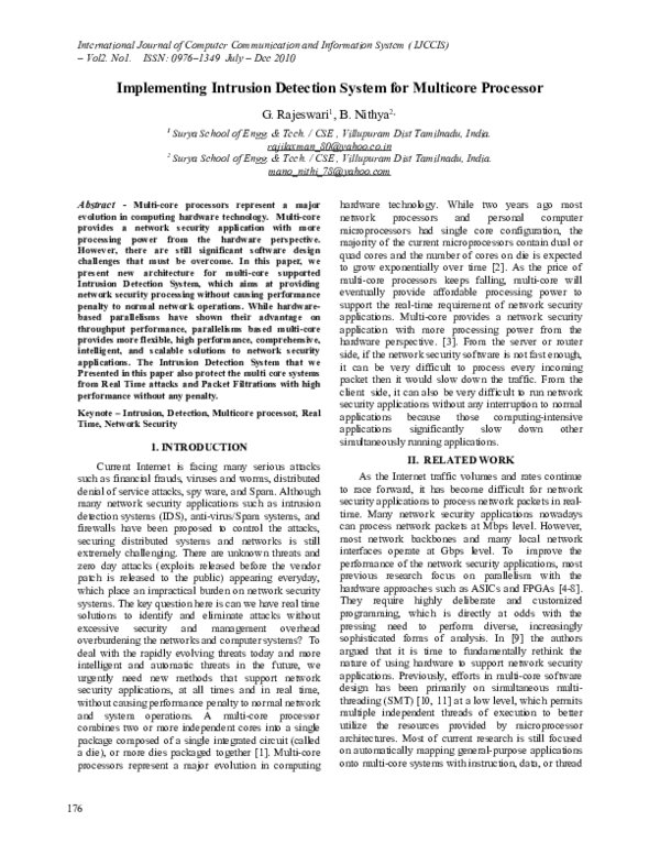 (PDF) Implementing Intrusion Detection System for Multicore Processor
