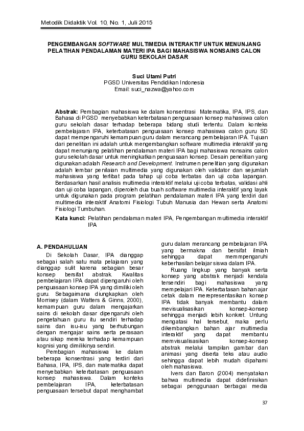 (PDF) Pengembangan Software Multimedia Interaktif Untuk Menunjang Pelatihan Pendalaman Materi ...