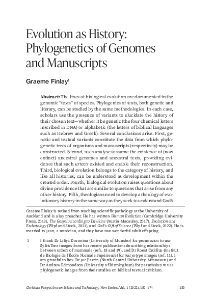 (PDF) Graeme Finlay: Evolution as History: Phylogenetics of Genomes and ...
