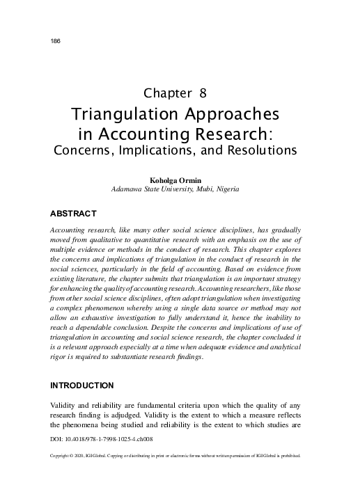 (PDF) Triangulation Approaches in Accounting Research