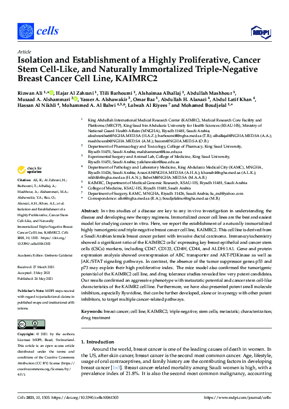 (PDF) Isolation and Establishment of a Highly Proliferative, Cancer ...