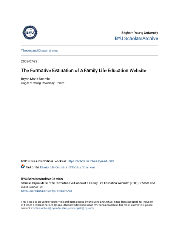(PDF) Formative Evaluation of a Family Life Education Web Site*