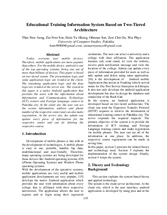 (PDF) Educational Training Information System Based on Two-Tiered ...
