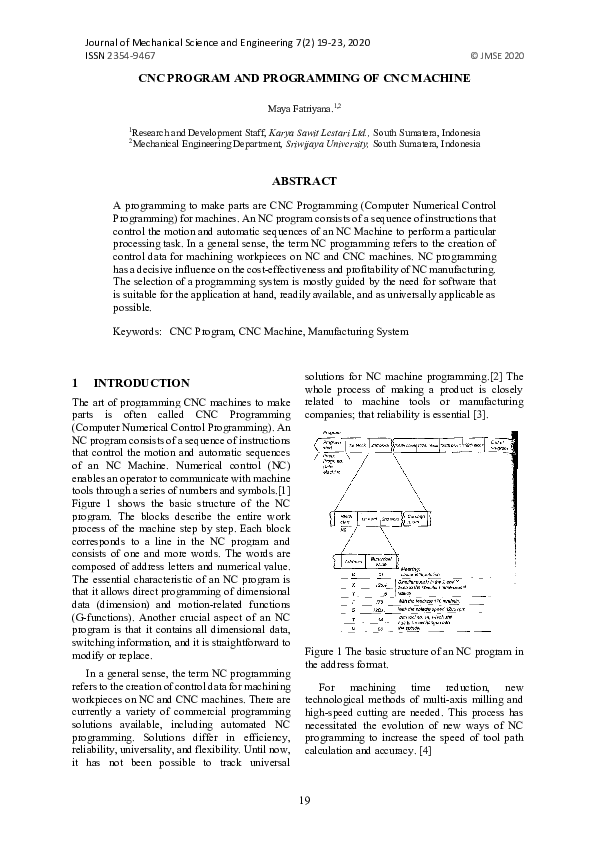 Pdf Cnc Program And Programming Of Cnc Machine
