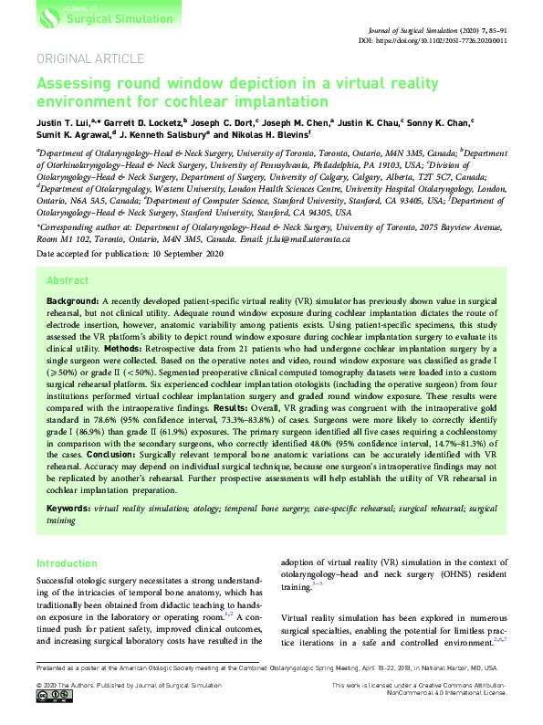 (PDF) Assessing round window depiction in a virtual reality environment ...