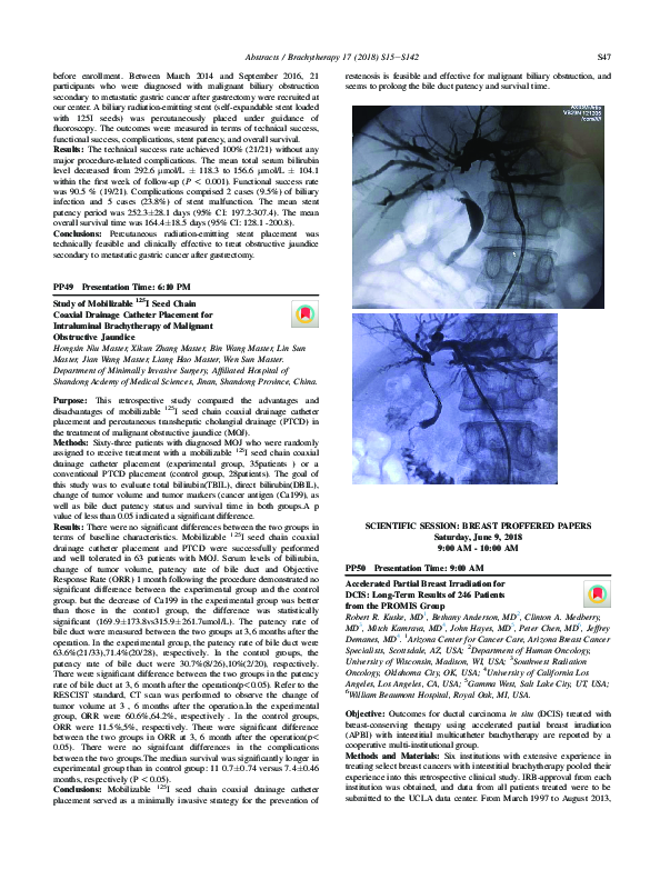 (PDF) Study of Mobilizable 125 I Seed Chain Coaxial Drainage Catheter ...