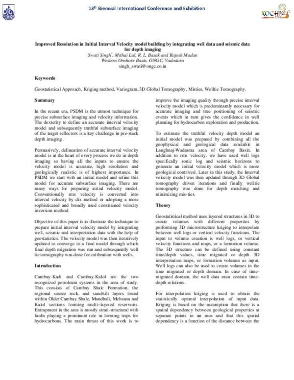 (PDF) Improved Resolution in Initial Interval Velocity model building ...