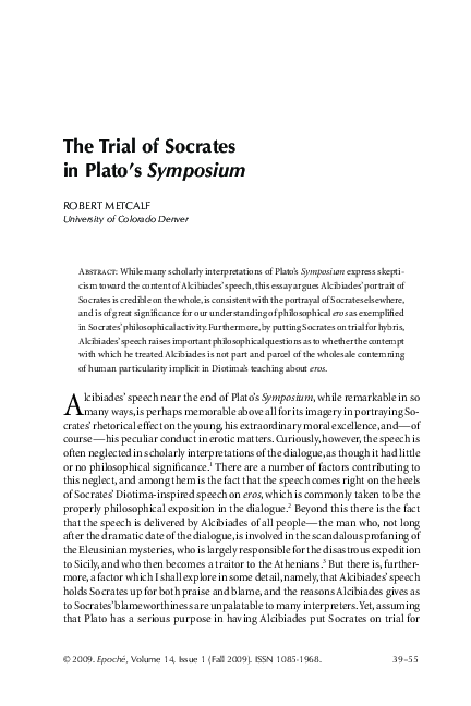 (PDF) The Trial of Socrates in Plato’s Symposium