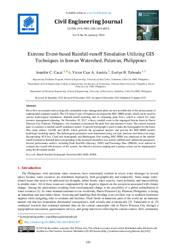 Pdf Extreme Event Based Rainfall Runoff Simulation Utilizing Gis Techniques In Irawan