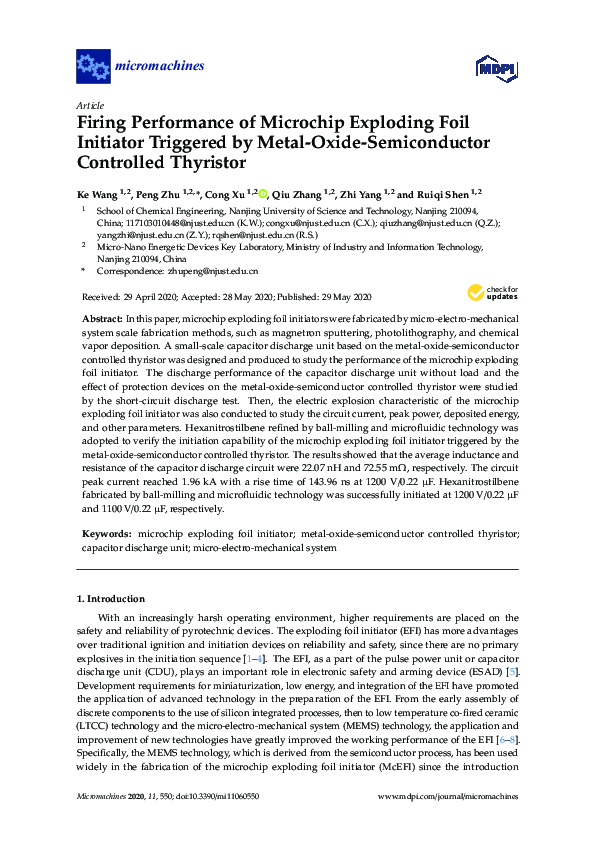 (PDF) Firing Performance of Microchip Exploding Foil Initiator ...