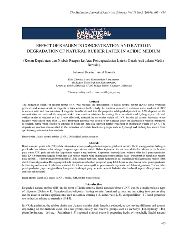 (PDF) EFFECT OF REAGENTS CONCENTRATION AND RATIO ON DEGRADATION OF ...